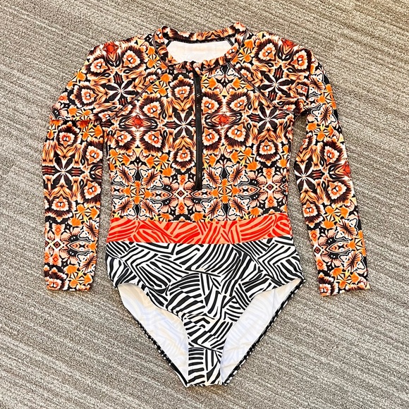 Swim | One Piece Rash Gaurd Swimsuit Springsuit Floral Zebra Long ...